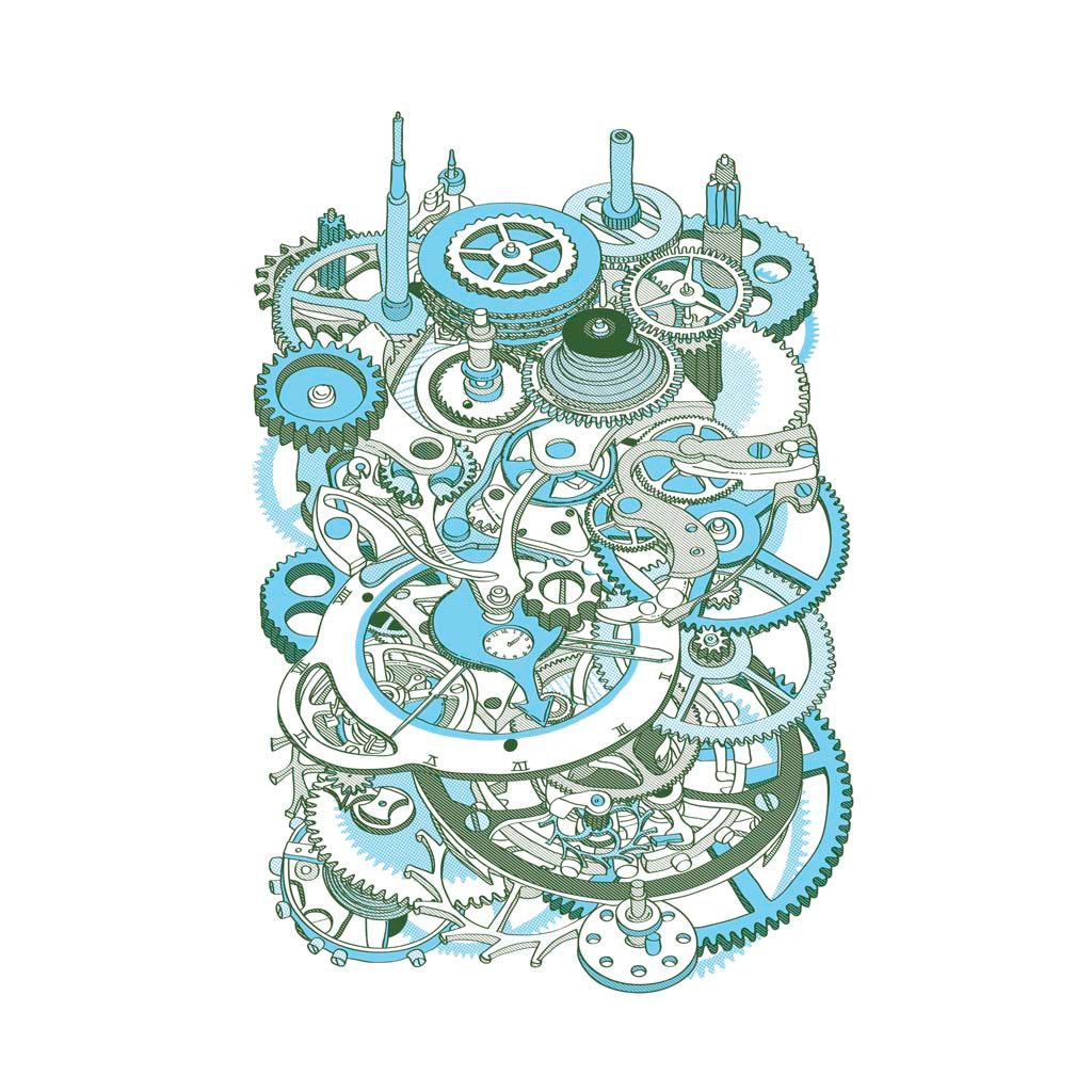 Watch Mechanism Screen Print- Green by Hugo Yoshikawa - Waterfall ...